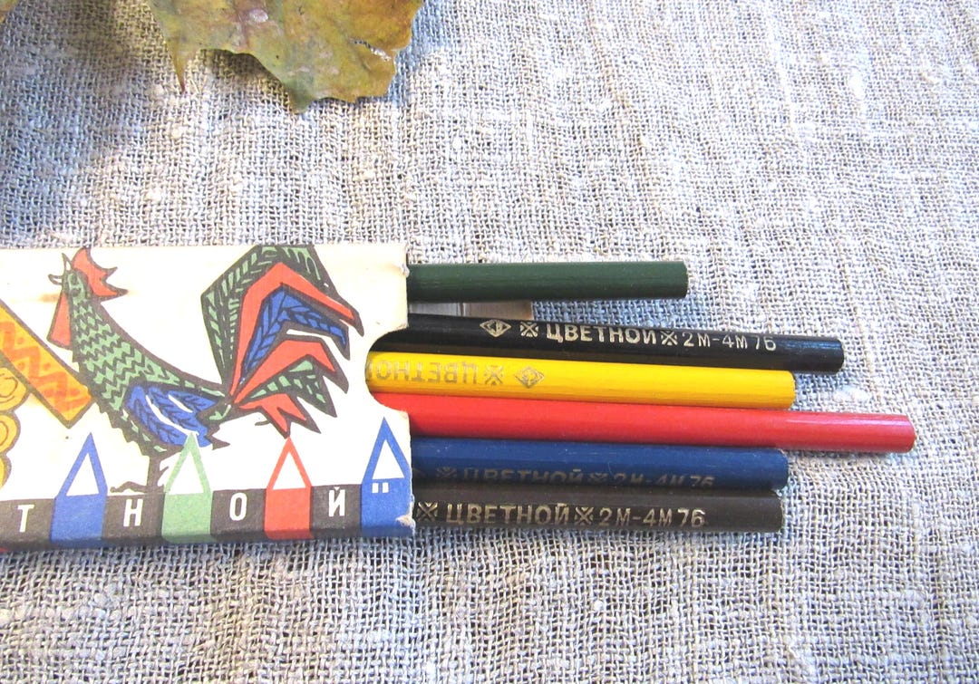 Vintage Soviet Colored Pencils Set, USSR Era Stationery - Etsy