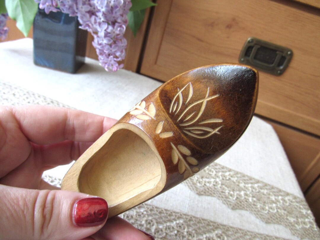 Hand Carved Wood Clog Shoe: Folk Art Souvenirs, Swedish Clogs Wooden - Etsy