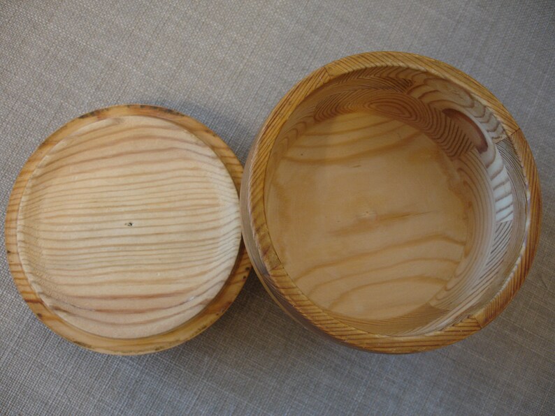 Covered Wooden Bowl Wood Box With Lid Vintage Wood Box Round - Etsy