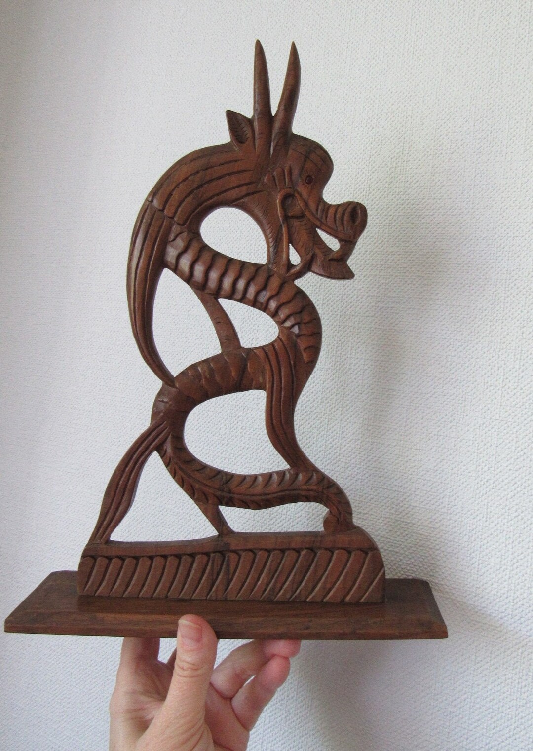 Vintage Devil, Wood Dragon, Wood Art Decor, Devil With Amber Eye Demon ...