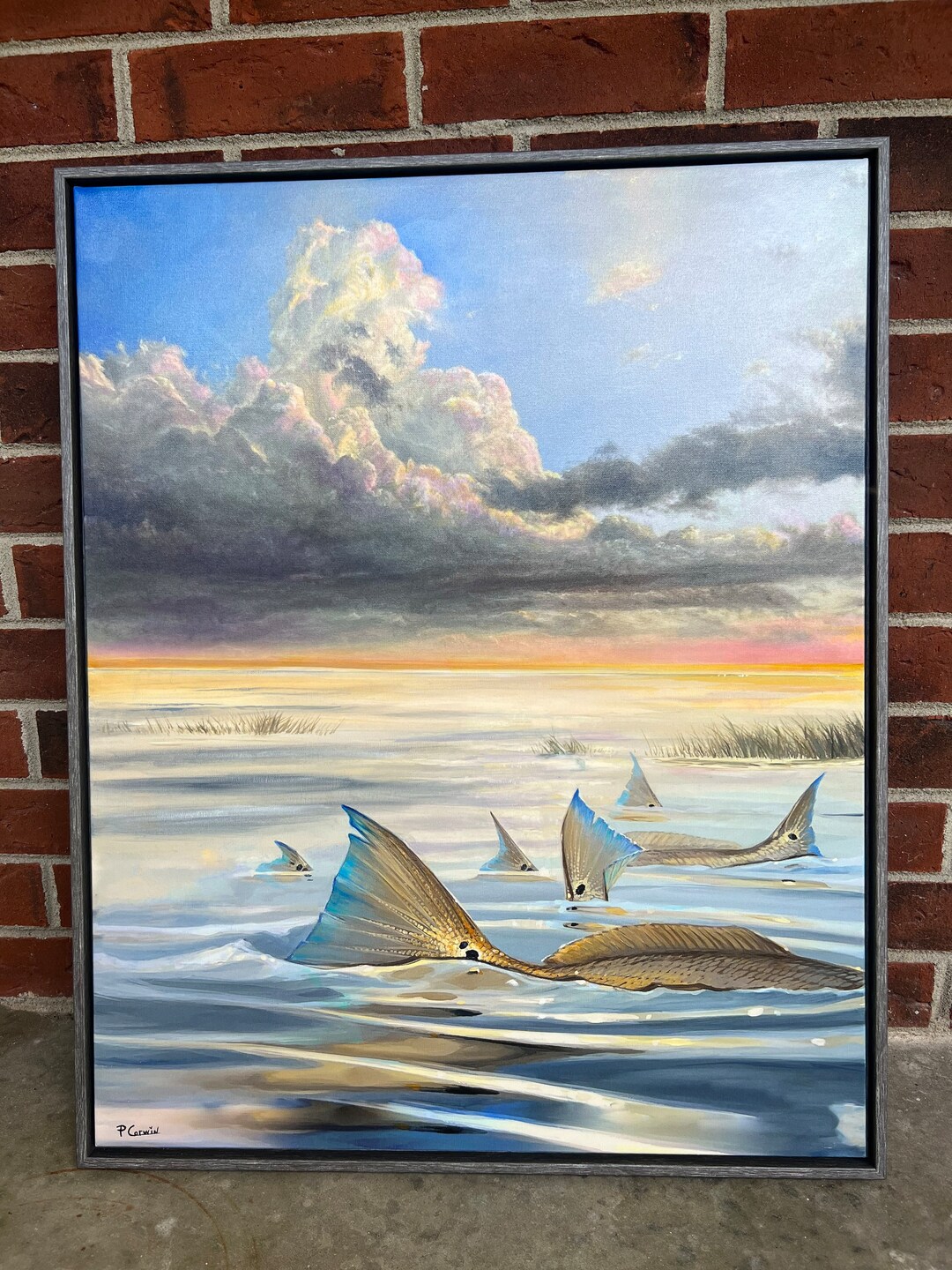 Redfish Tailing, Redfish Painting, Red Drum Painting, Redfish Art, Fish ...