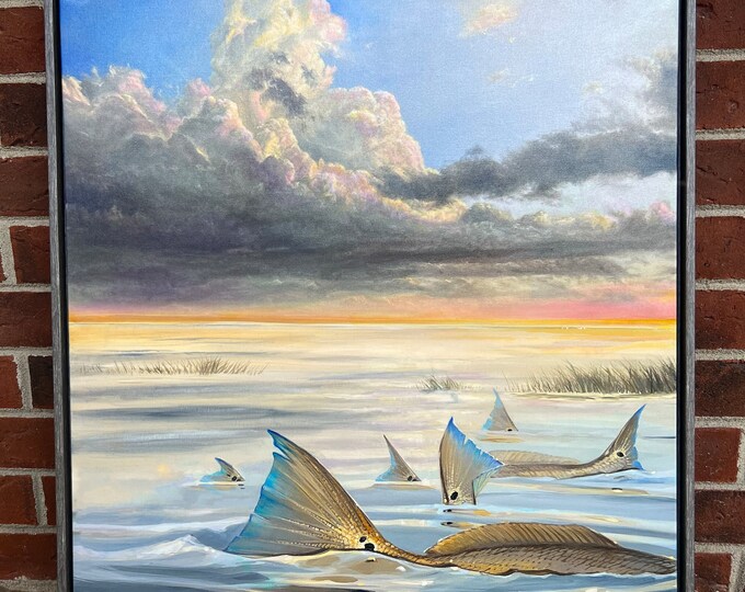 Redfish Tailing, Redfish Painting, Red Drum Painting, Redfish Art, Fish ...