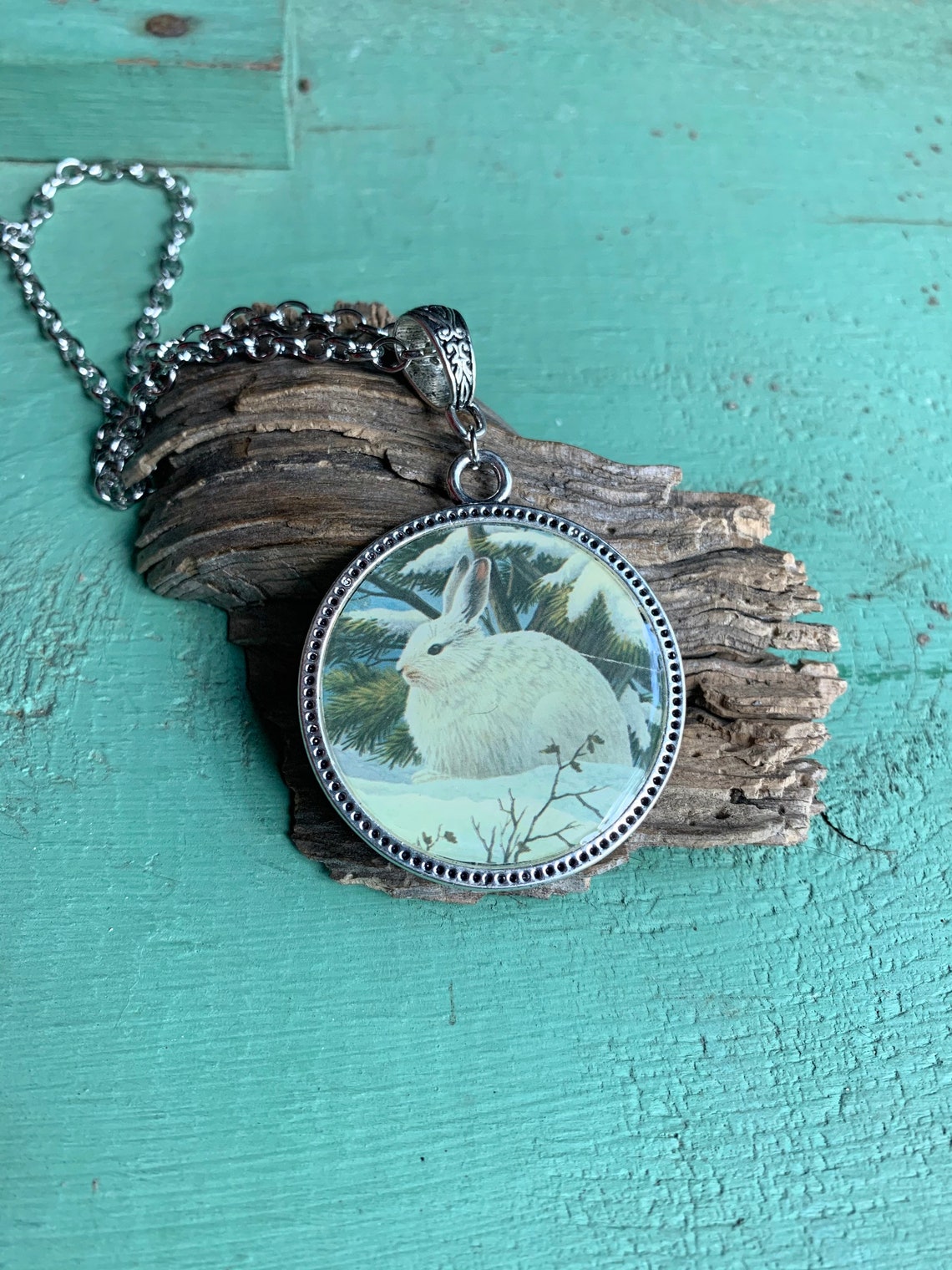 Snowshoe Hare Necklace White Rabbit Necklace Bunny Necklace | Etsy