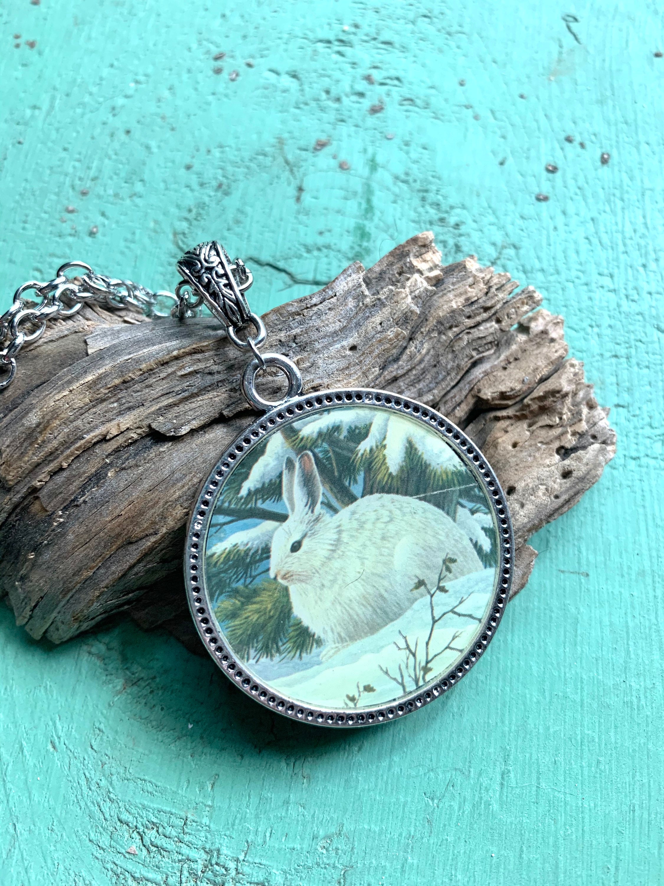 Snowshoe Hare Necklace, White Rabbit Necklace, Bunny Necklace, Bunny ...