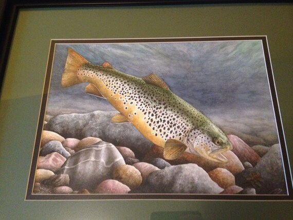 Brown Trout Painting Original Trout Painting Trout | Etsy