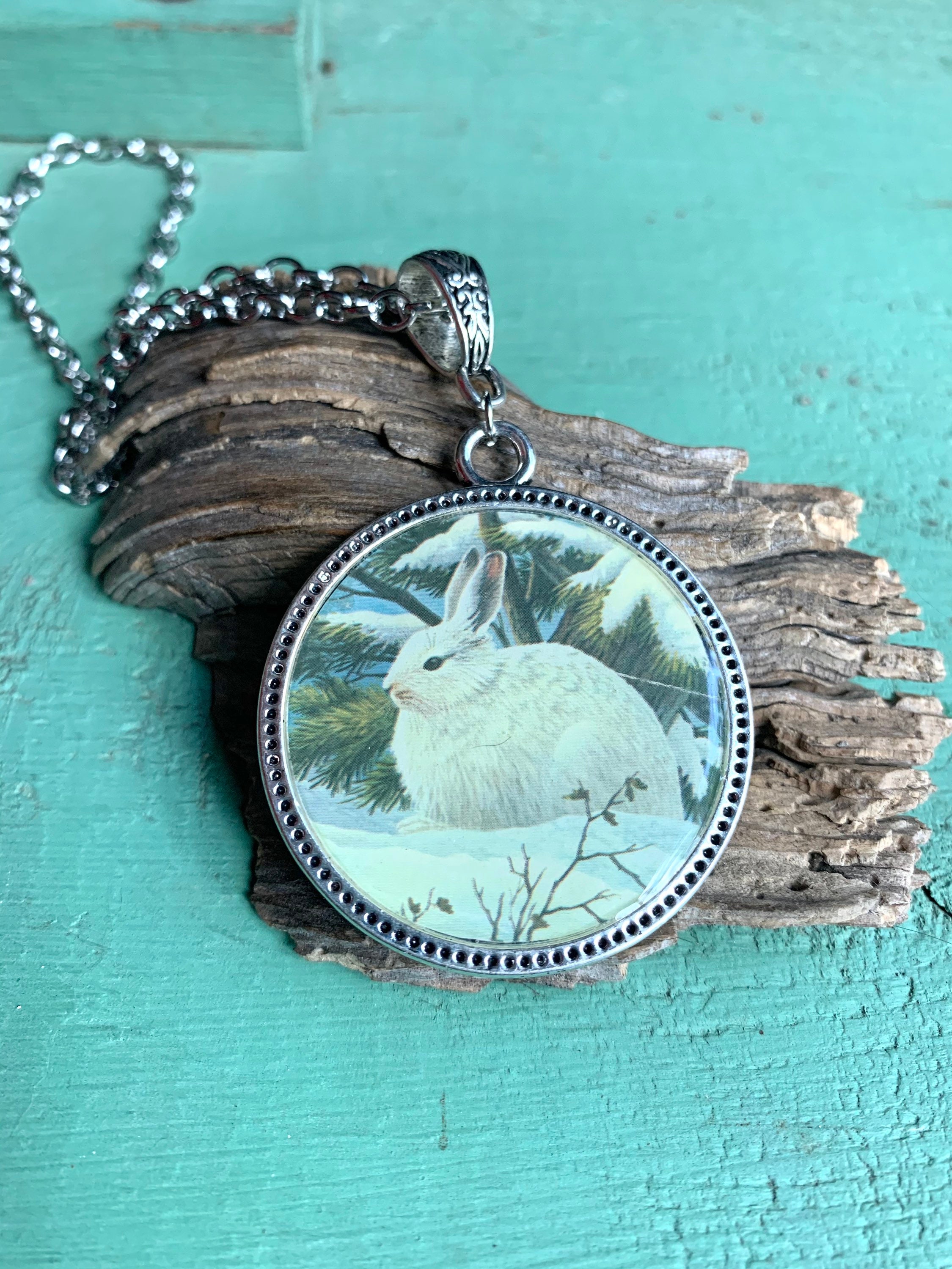 Snowshoe Hare Necklace White Rabbit Necklace Bunny Necklace | Etsy