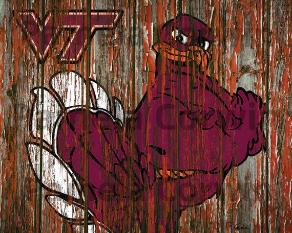 Virginia Tech Wall Decor: Virginia Tech Rustic Art Virginia | Etsy