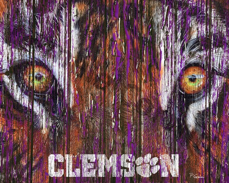 Clemson Tigers Wall Decor: Clemson Rustic Art Clemson Tigers | Etsy