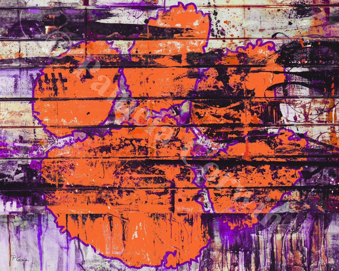 Clemson Tigers Wall Art: Clemson Abstract Art, Clemson Tigers Art ...