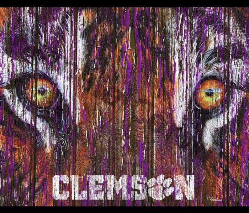 Clemson Tigers Wall Decor: Clemson Rustic Art Clemson Tigers | Etsy