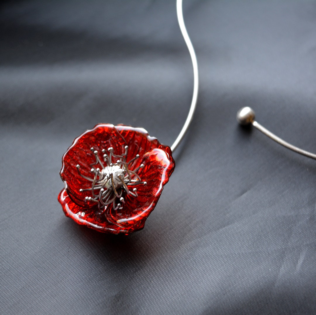 Eco Friendly Necklace Red Poppy - Etsy