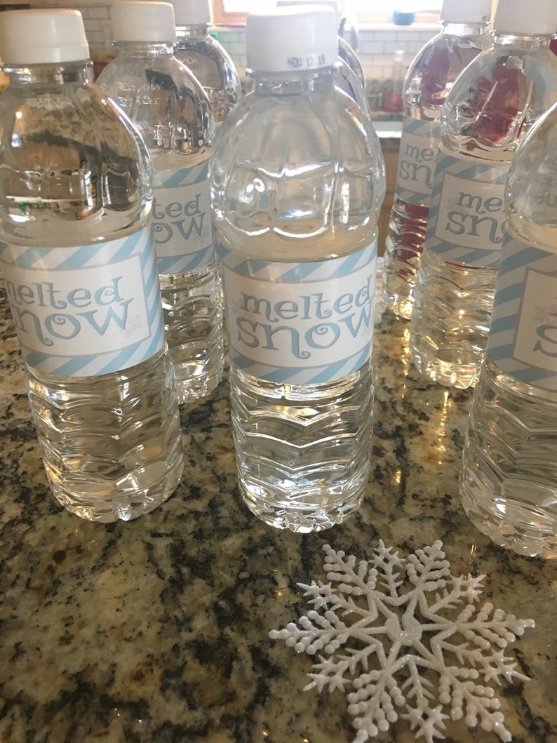 Melted Snow Water Bottle Labels - Frozen Water Bottle Labels - Frozen ...