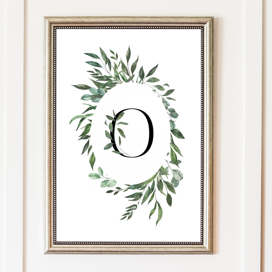 Letter O Print, Printable Digital Download, Black Letter, Eucalyptus ...