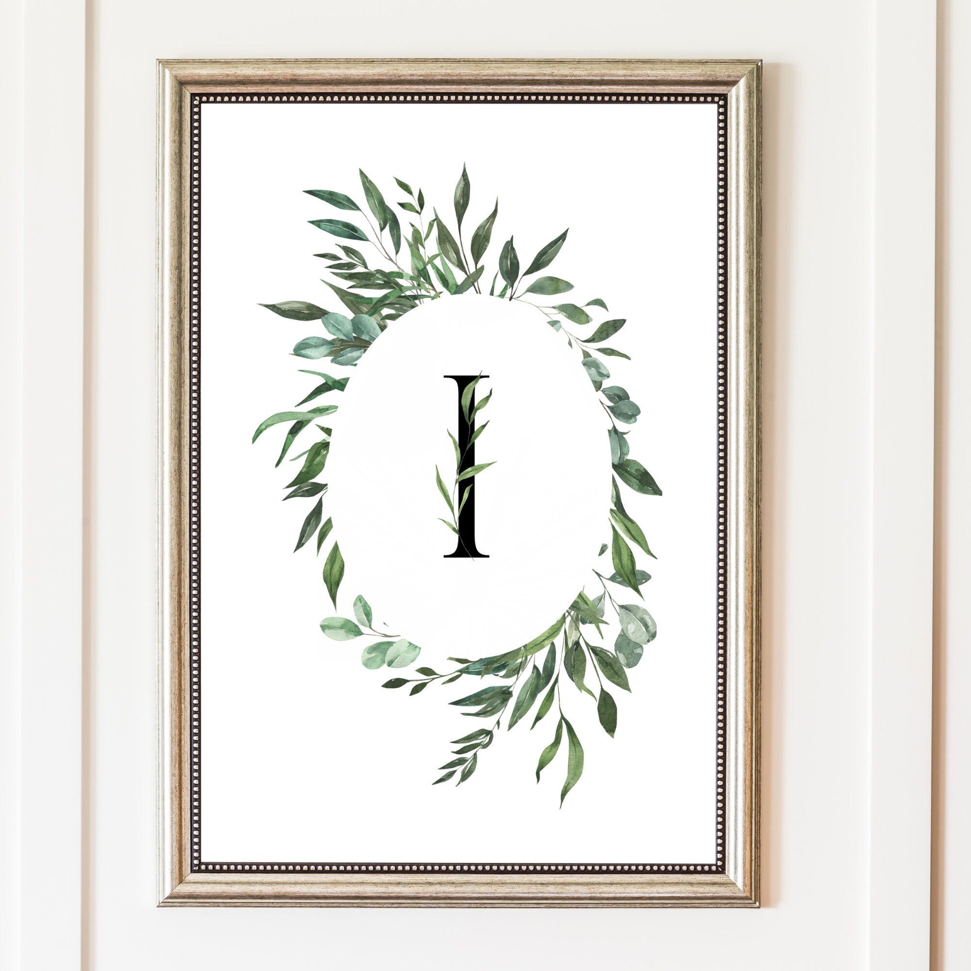 Letter I Print, Printable Digital Download, Black Letter, Eucalyptus ...