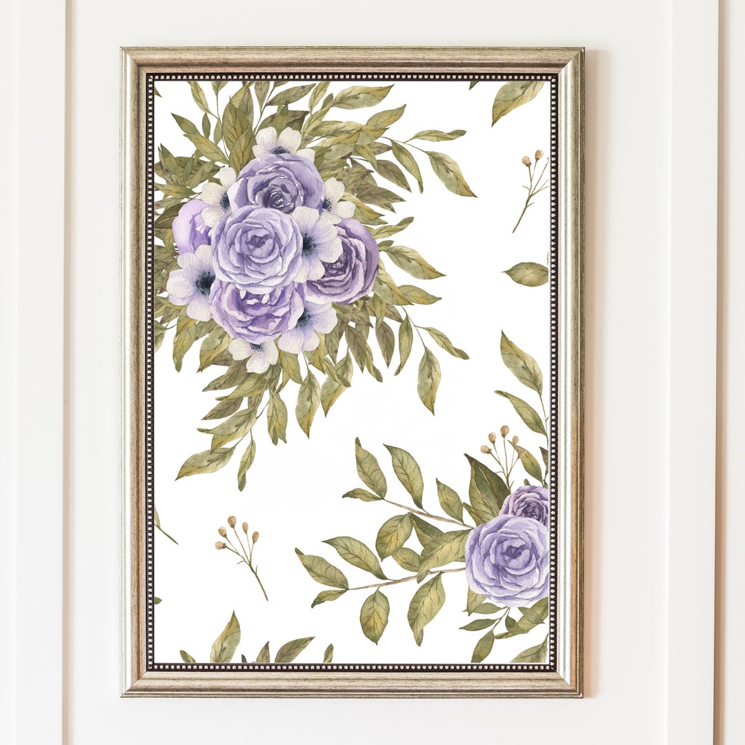 Watercolor Purple Flowers, Printable Digital Download, Grouping of ...