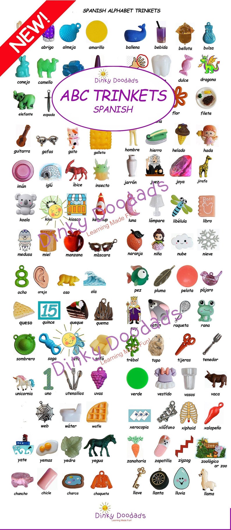 SPANISH ALPHABET - 111 Pc - for Sensory Bins, Education, Games, ABC, I ...