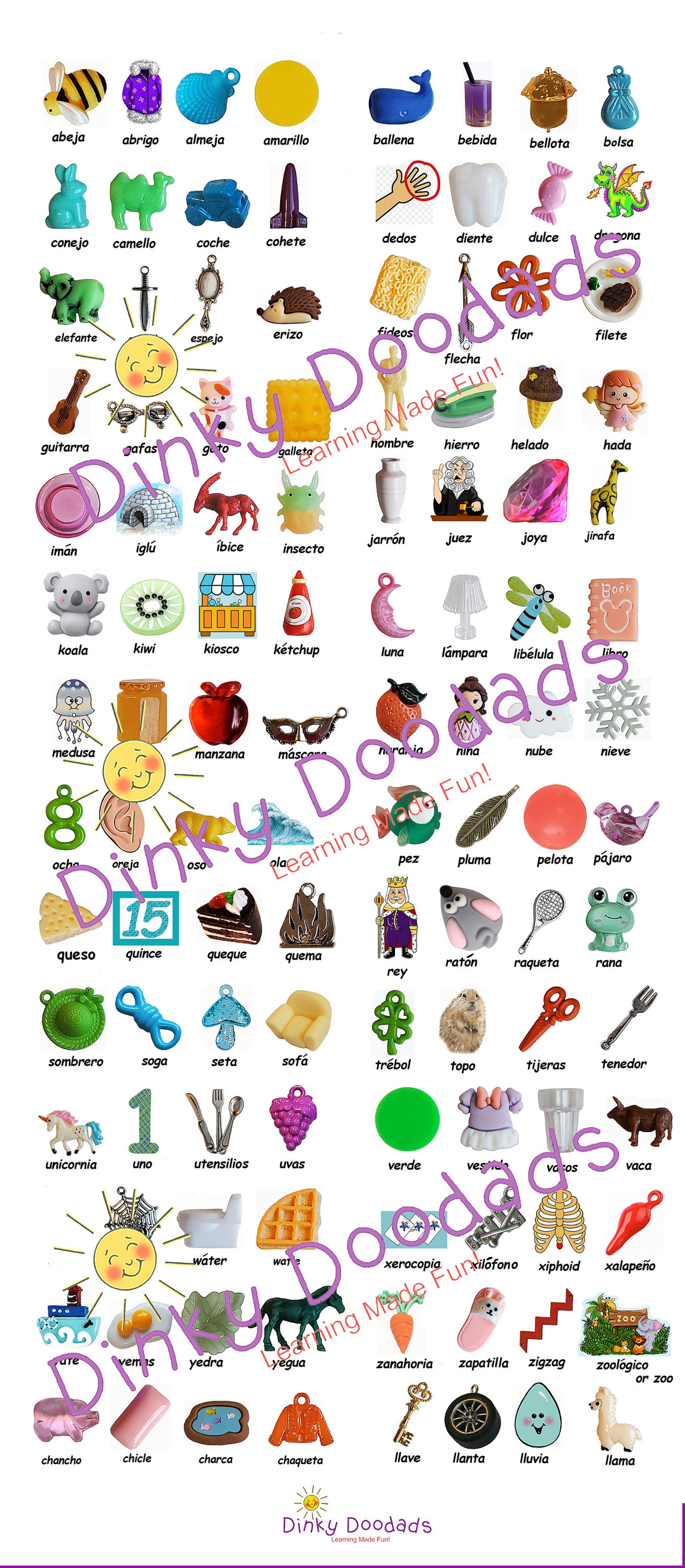 SPANISH ALPHABET - 111 Pc - for Sensory Bins, Education, Games, ABC, I ...