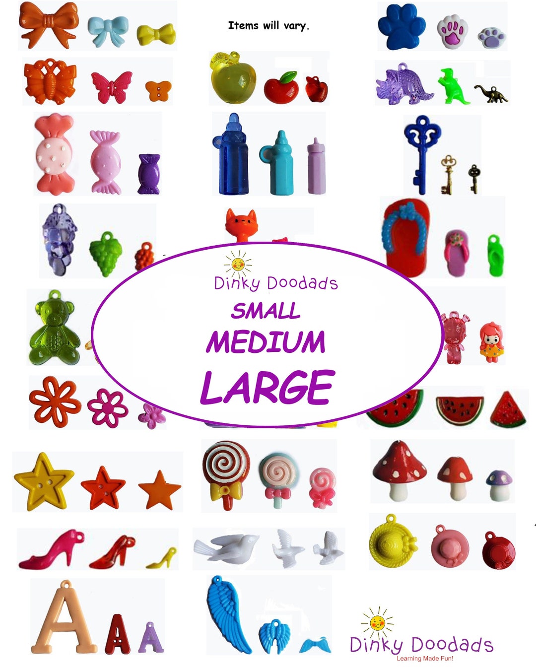 NEW! Small, Medium and Large. 15 Different Sets of SML Trinkets, Size ...