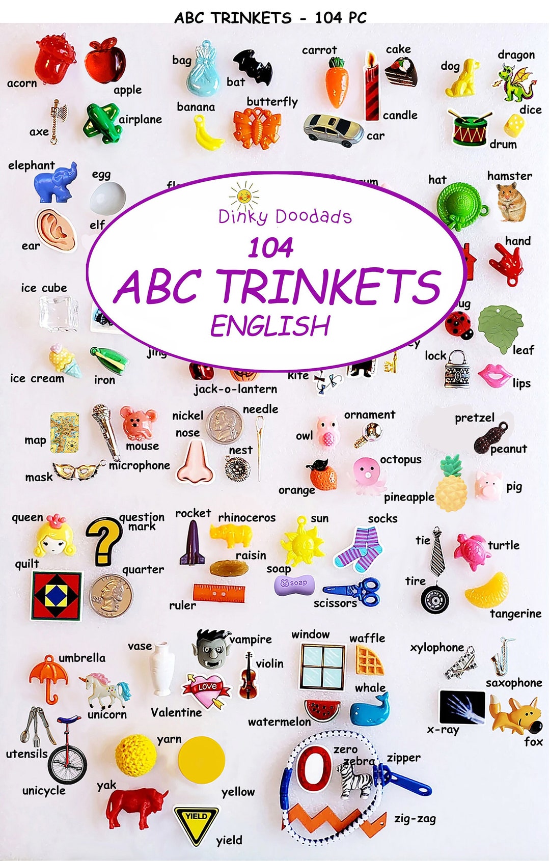 ALPHABET TRINKETS - 104 Pc - Speech Therapy - Homeschooling, Education ...