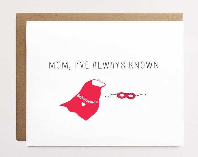 Cute Mother's Day Card, Superwoman Mom Card, Mom Love Card, Mom ...