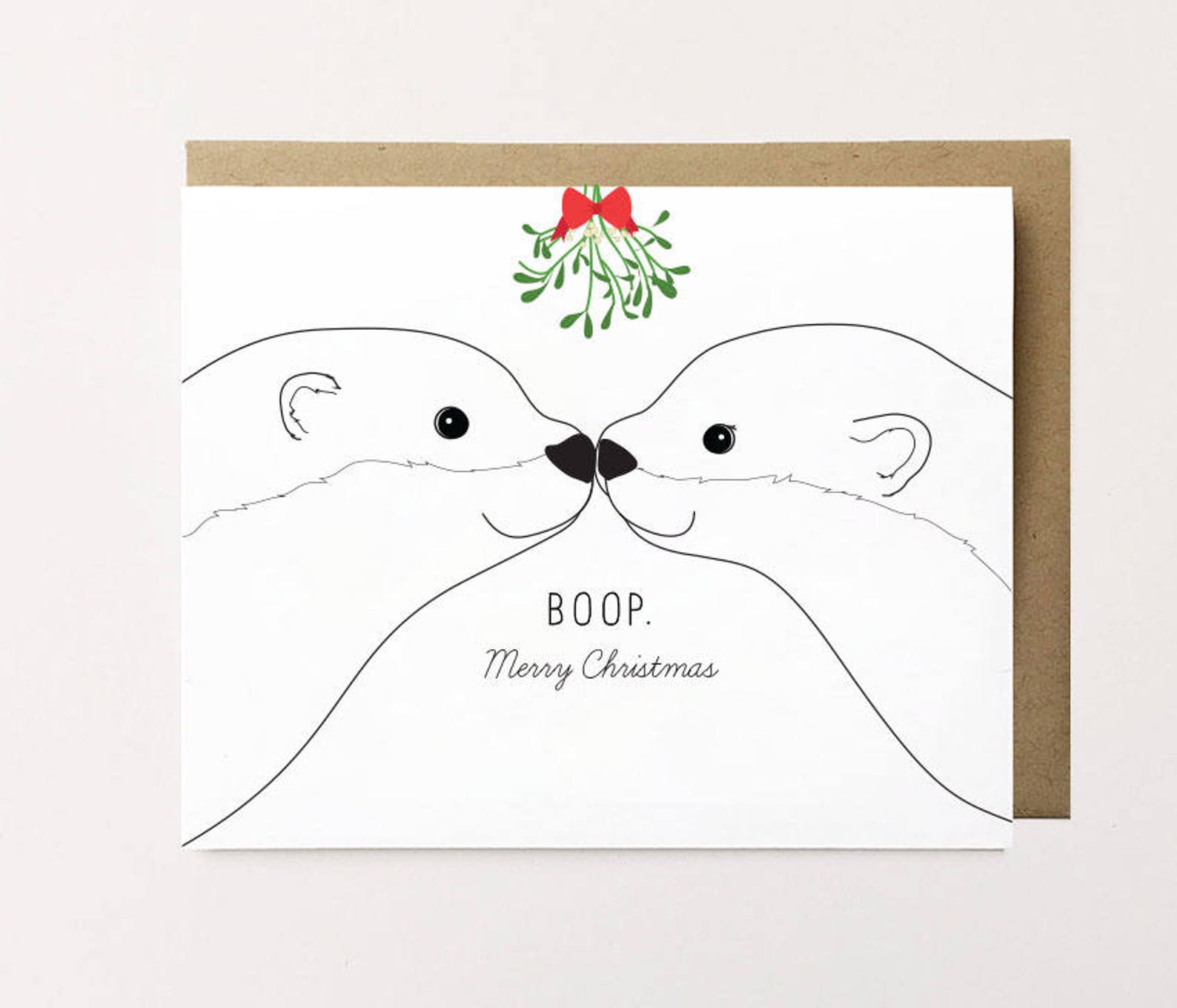 Otter Christmas Card Otter Holiday Card for Boyfriend | Etsy