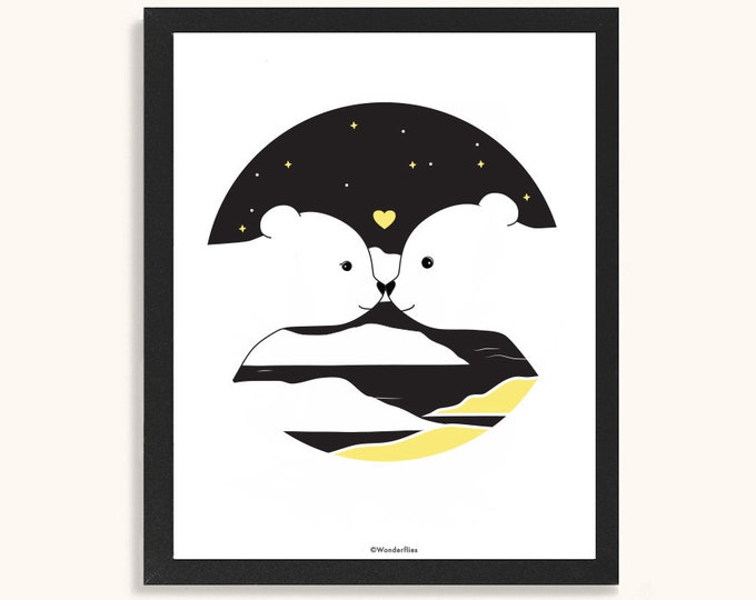 Polar Bear Love Print, Cute Bear Wall Art, Bear Nursery Print ...