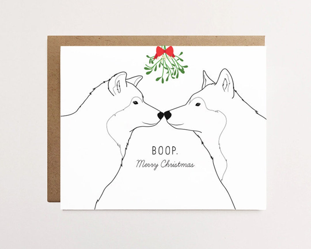 Wolf Christmas Card Cute Wolf Holiday Card for Boyfriend - Etsy