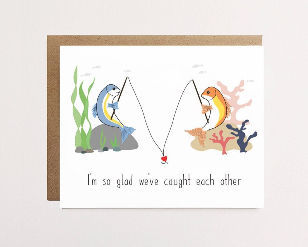 Fish Love Card Fish in the Sea Anniversary Card Cute - Etsy