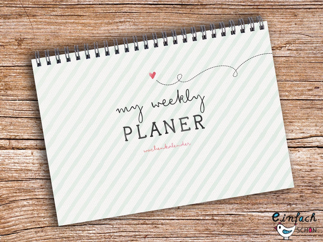 Mon agenda hebdomadaire bloc-anneau vert A5 calendrier hebdomadaire ...