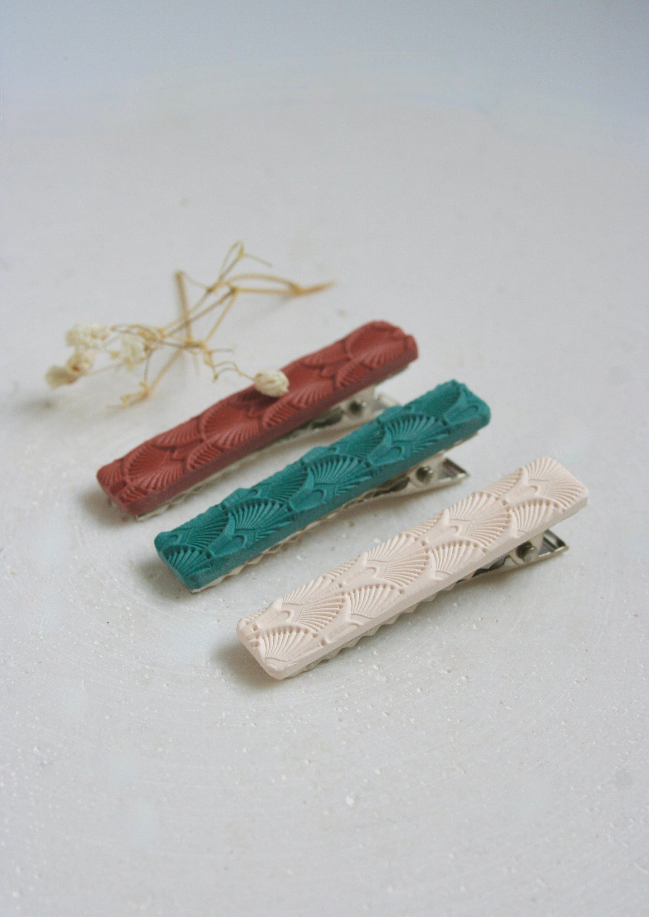 BARRETTE for Hair in Polymer, Terracotta or Ivory or Dark Turquoise ...