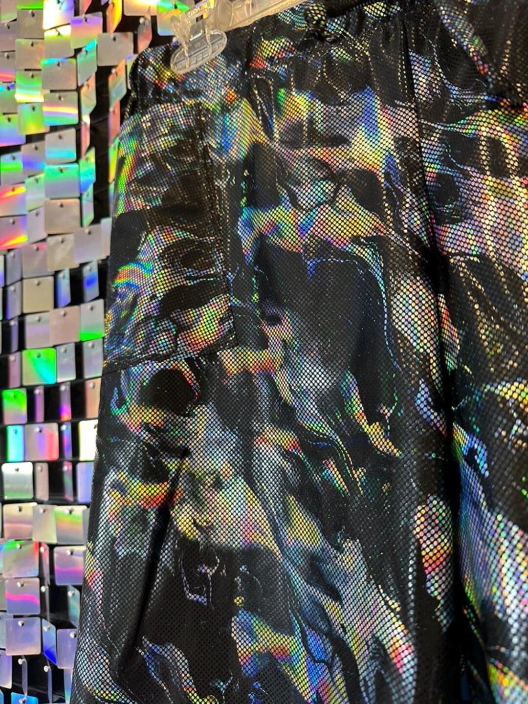 Holographic Black Rainbow Flames Shorts | Festival Rave Streetwear - Etsy