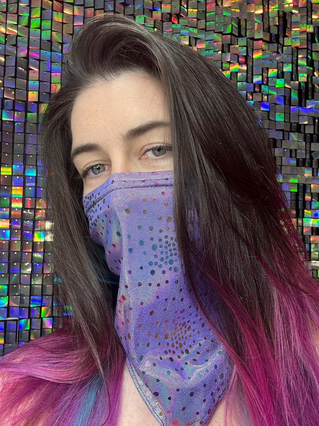 Purp Scurp Holographic Dust Mask | Festival Face Cover Rave Bandana ...