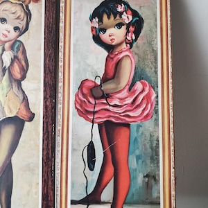 60s Big Eyes Maio Prints Litho Unframed Set of Two Midcentury Modern ...