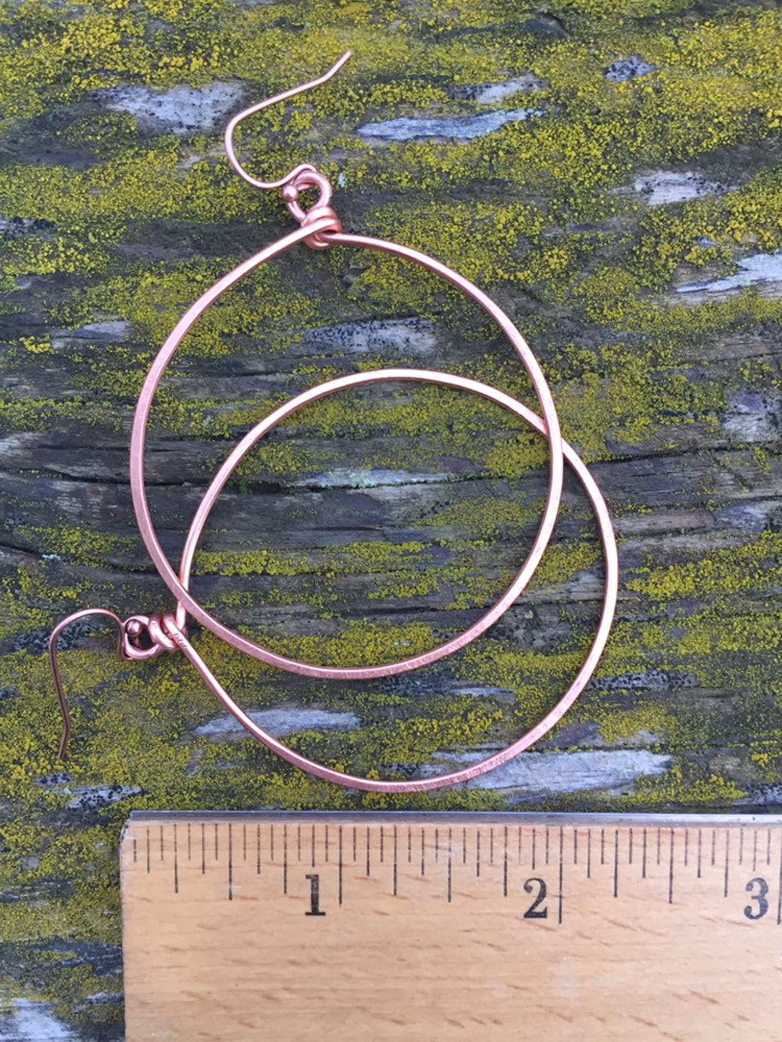Large Hammered Copper Hoop Earrings On Antiqued Copper Etsy