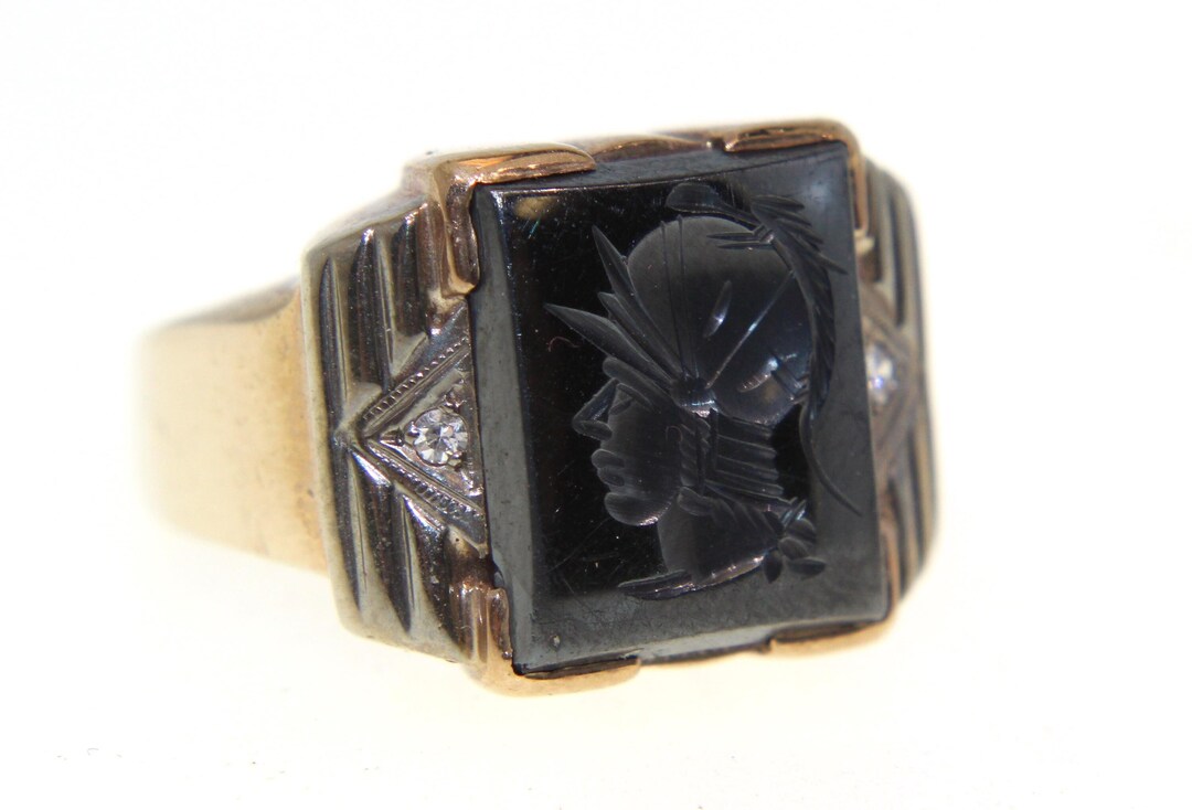 Vintage 10K Roman Centurion Hematite Ring - Etsy