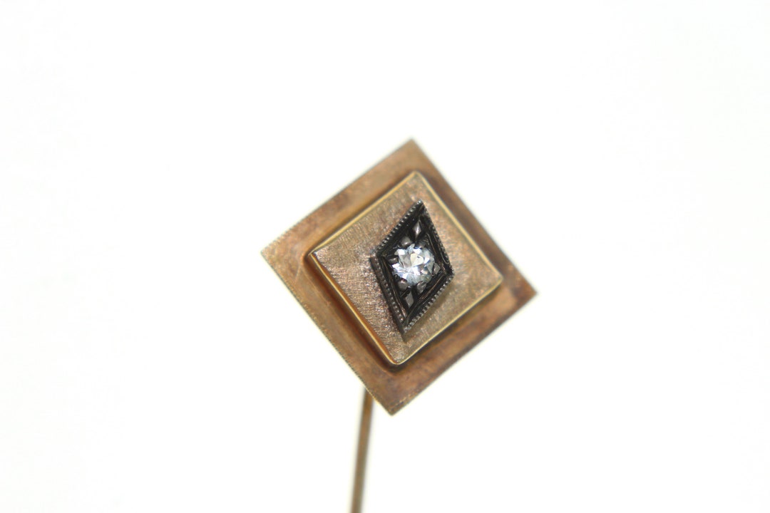 Vintage 10K Diamond Stick Pin - Etsy