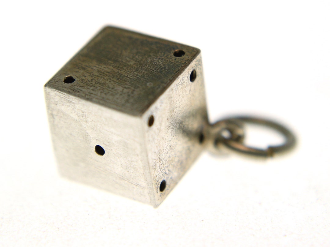 Vintage Sterling Silver Dice Pendant - Etsy