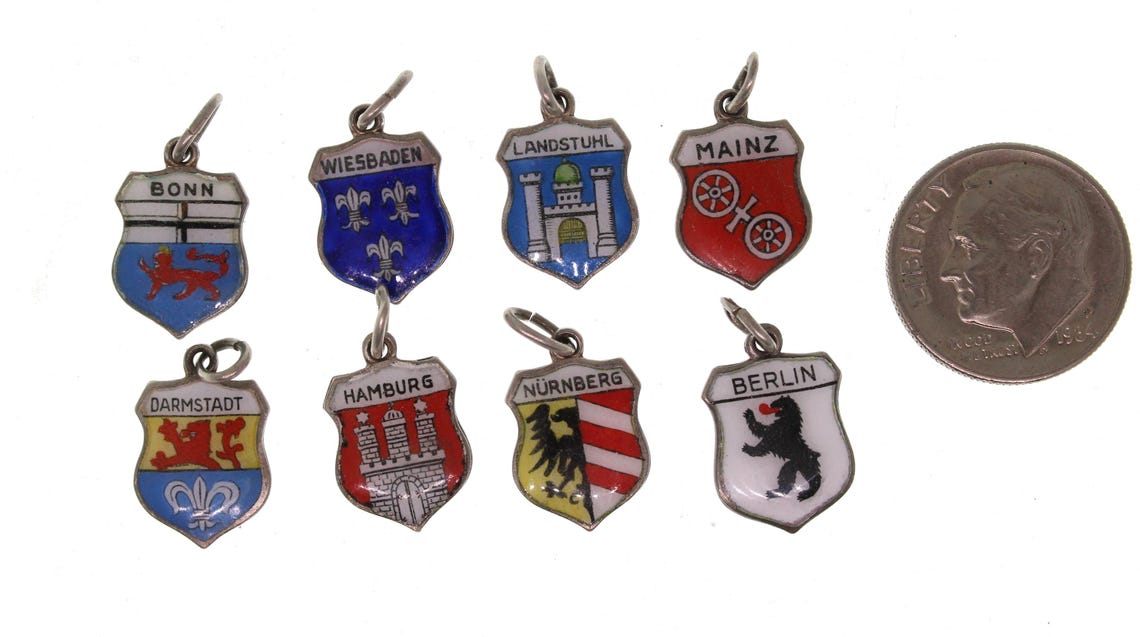 Vintage Sterling Silver German Tag Charm Pack - Etsy
