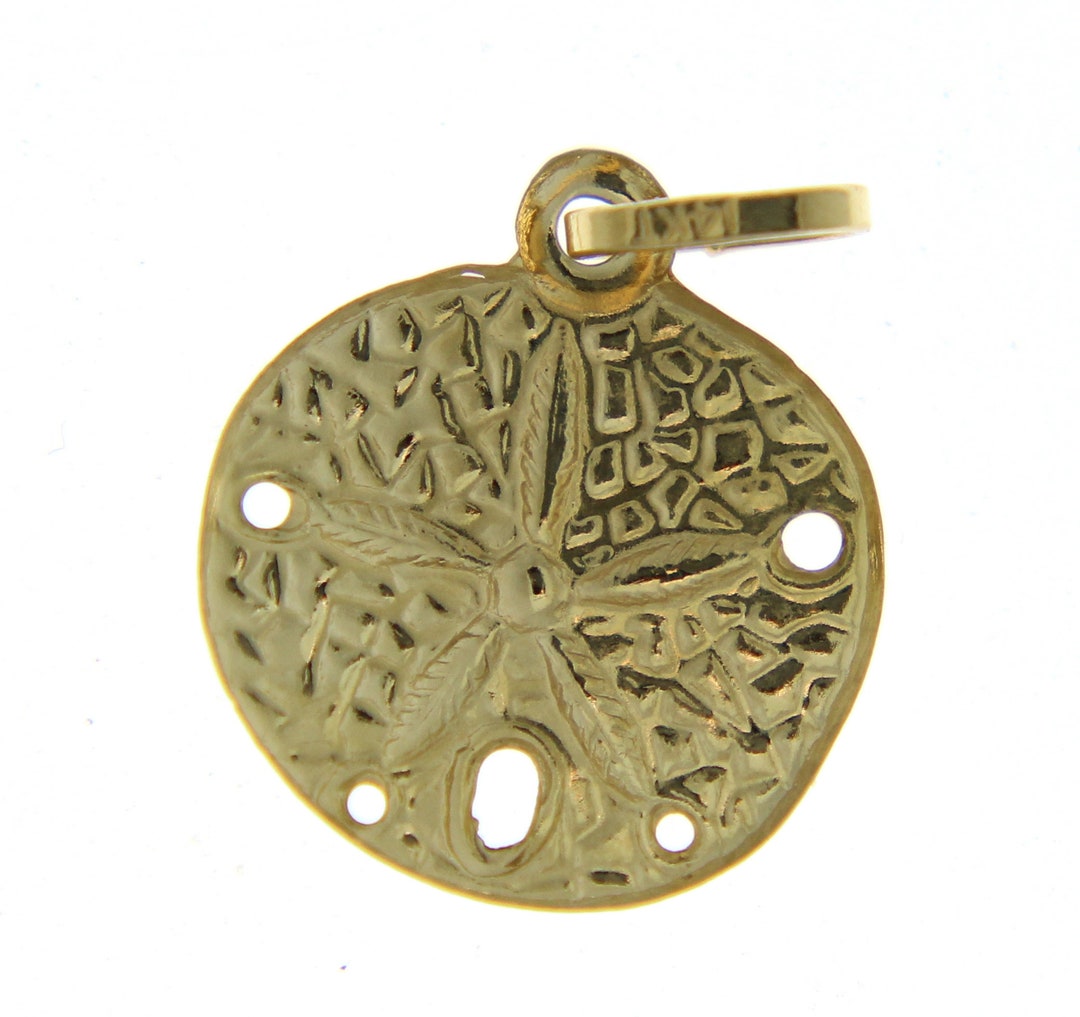 14k Gold Sand Dollar Pendant Etsy
