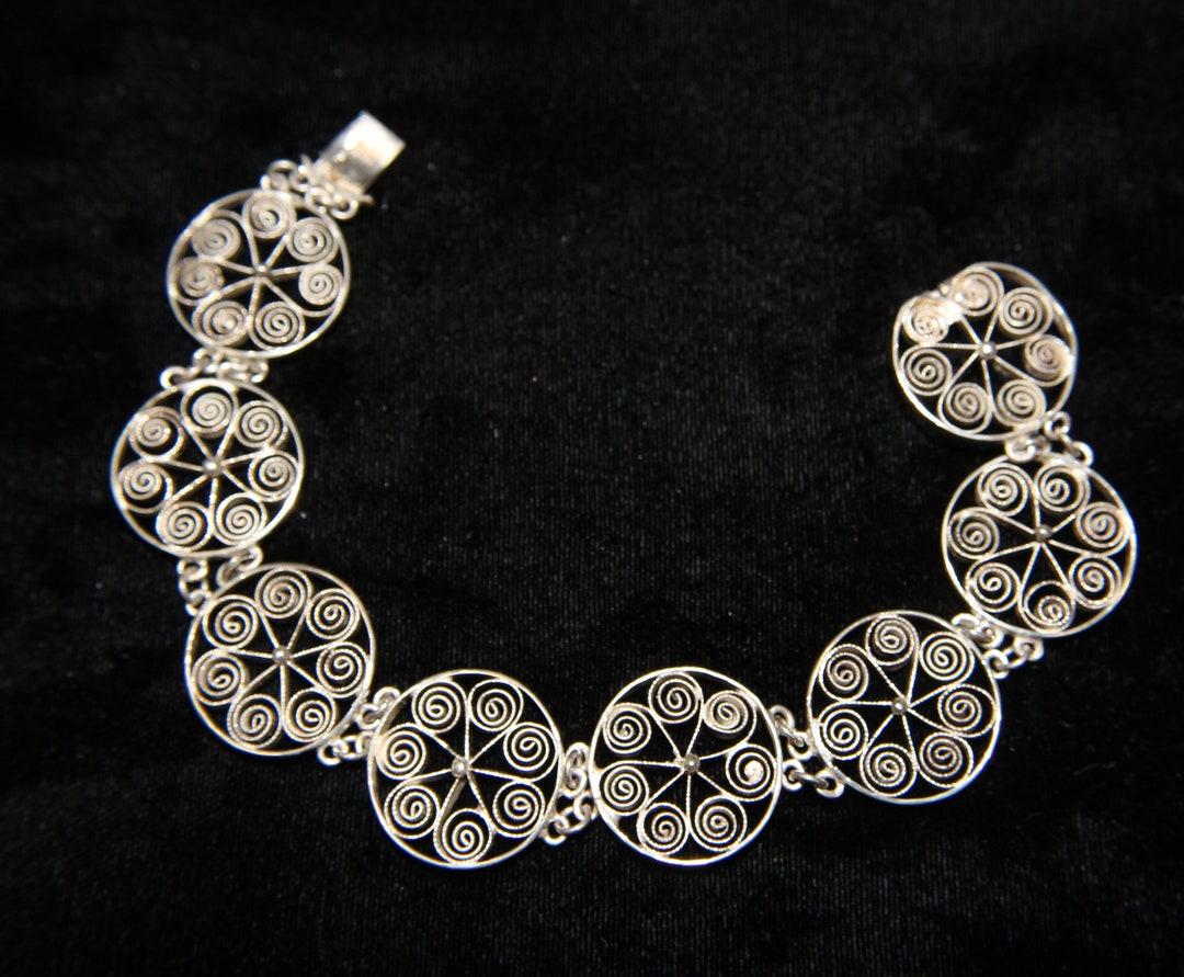 Vintage Sterling Silver Curly Q's Bracelet - Etsy