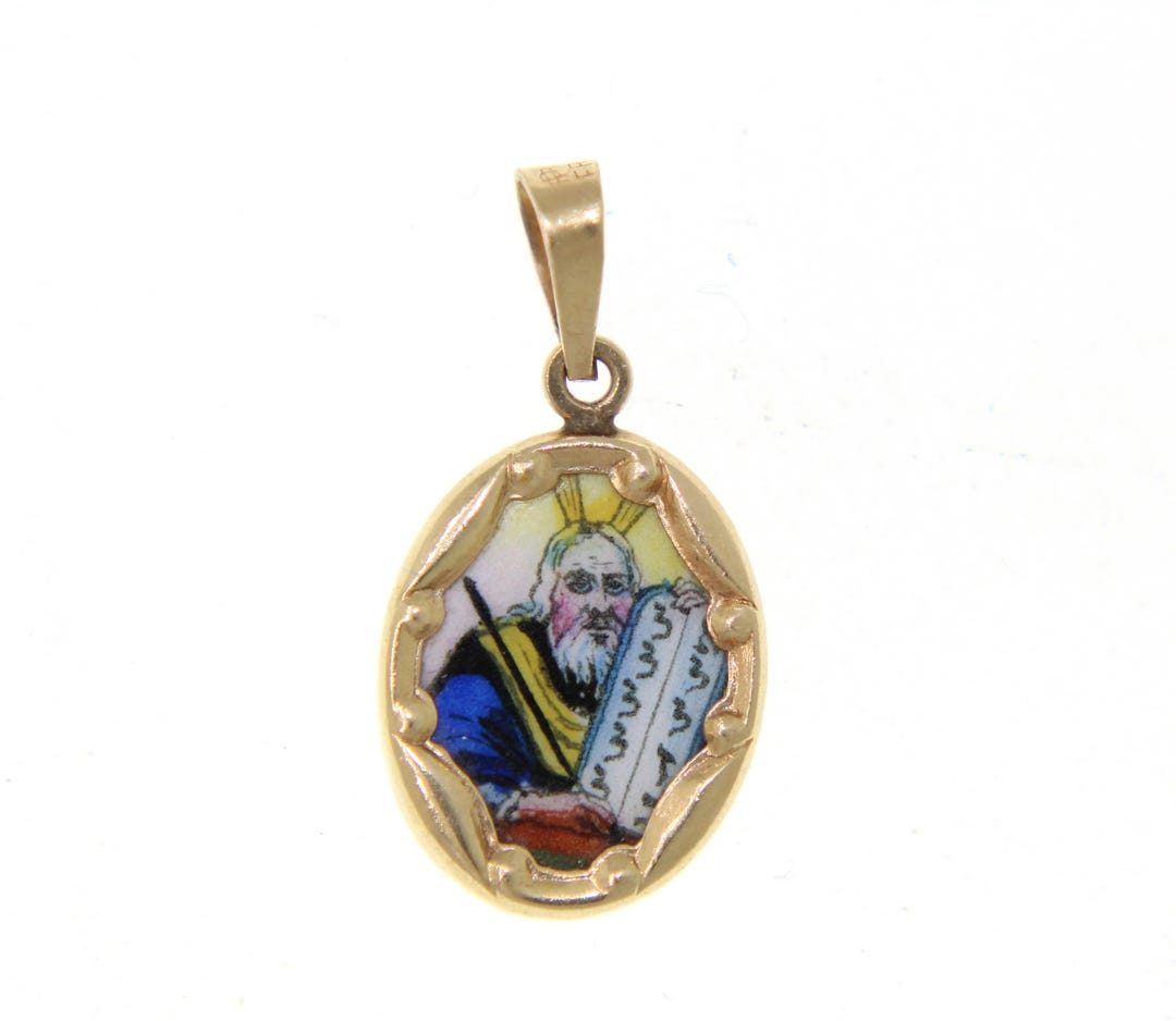 Vintage 14K Moses, Ten Commandments, Enameled Charm/pendant - Etsy
