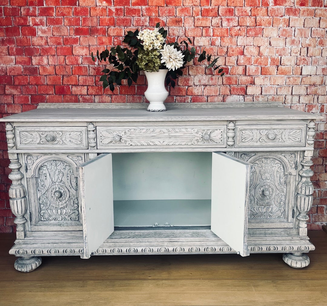 Antique Buffet, Vintage Wood Buffet, Farmhouse Console Table, Entryway ...