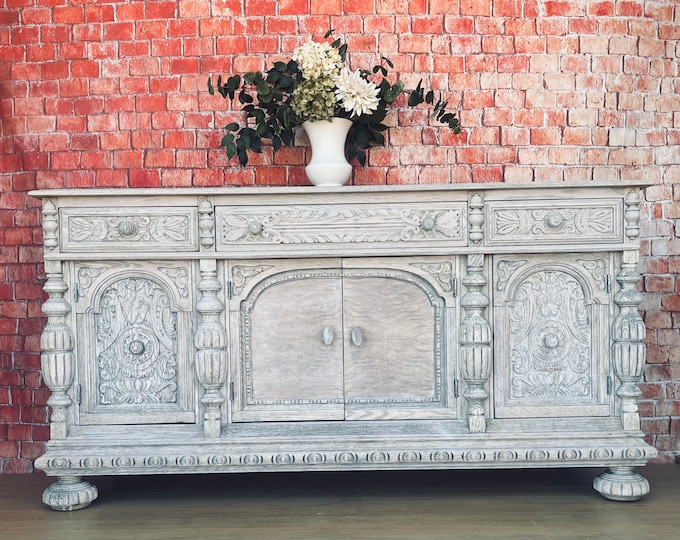 Antique Buffet, Vintage Wood Buffet, Farmhouse Console Table, Entryway ...