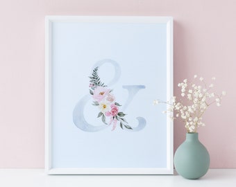 Alphabet Print Watercolor Floral Letters for Girl's Room | Etsy