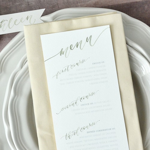 Printed Wedding Reception Menus Custom Watercolor Menu - Etsy