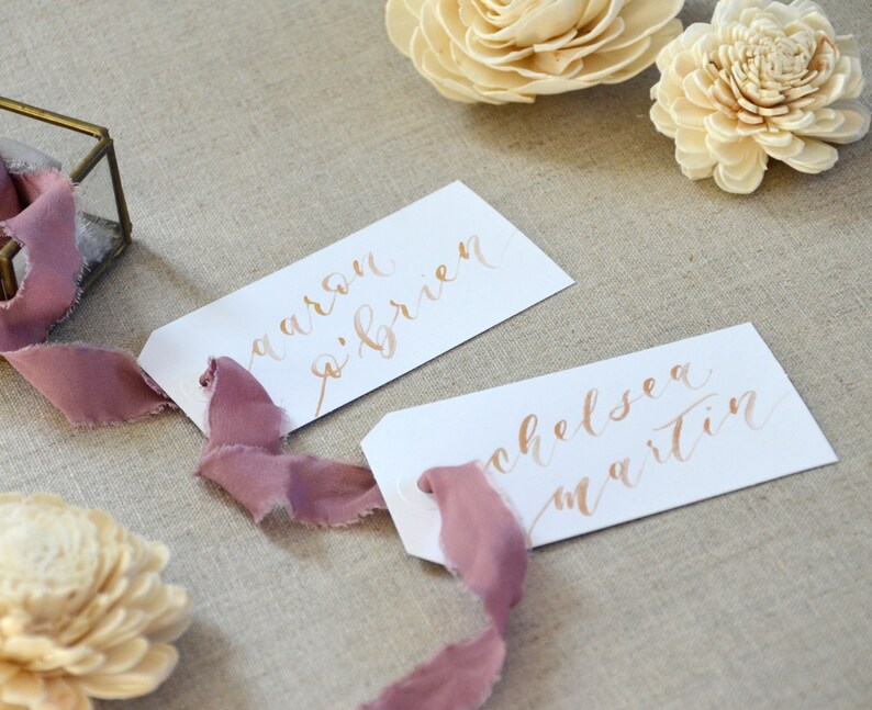 Watercolor Calligraphy Wedding Place Cards, Handwritten Placecards ...