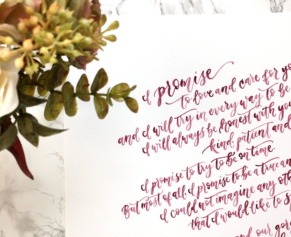 Wedding Vow Art Watercolor Painting. Wedding Vow Keepsake. | Etsy