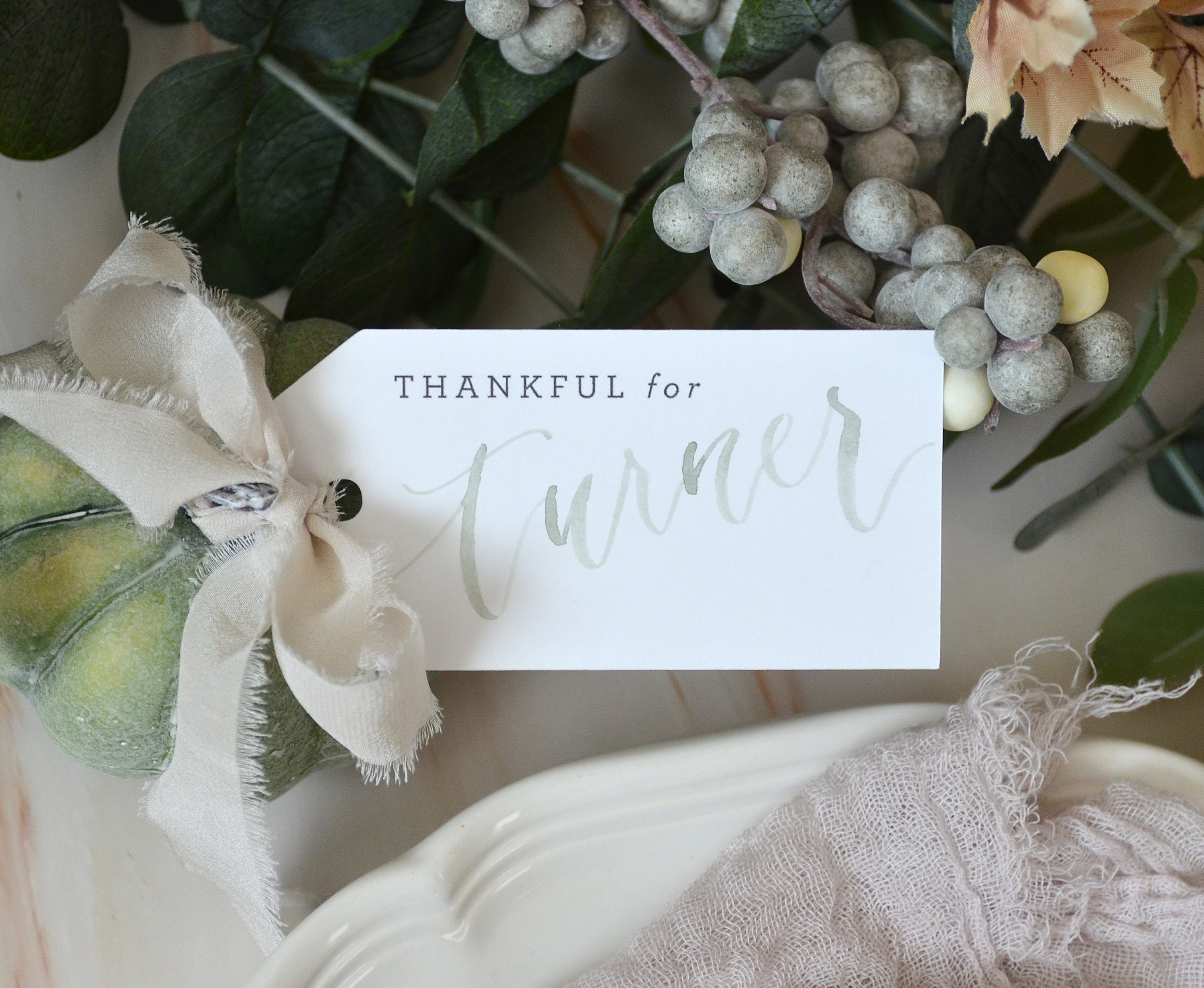 Watercolor Thankful for Placecards Personalized Thanksgiving | Etsy