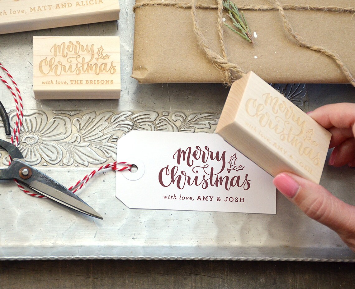 Merry Christmas Stamp for Personalized Christmas Gift Tags, Holiday ...