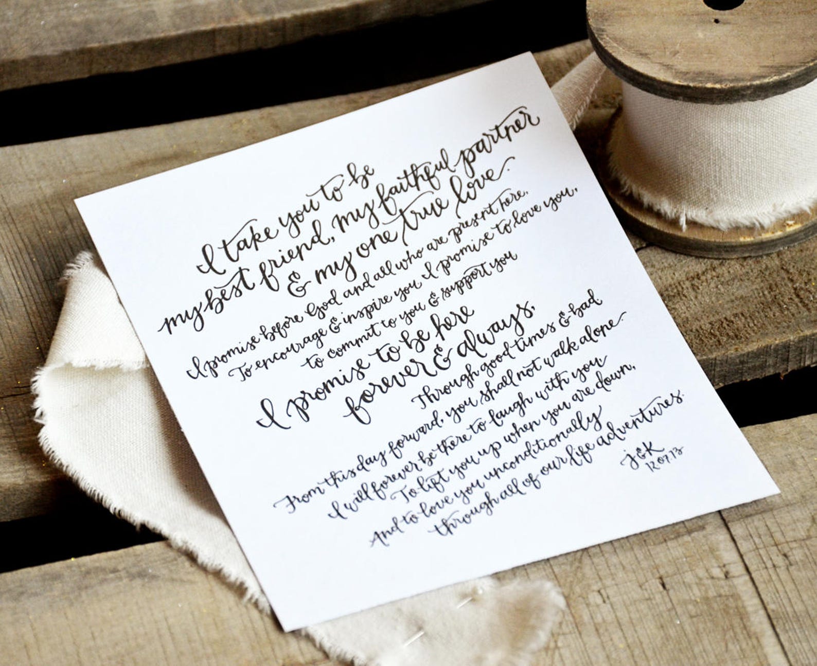 Handwritten Wedding Vows Art Custom Personalized Printable. | Etsy
